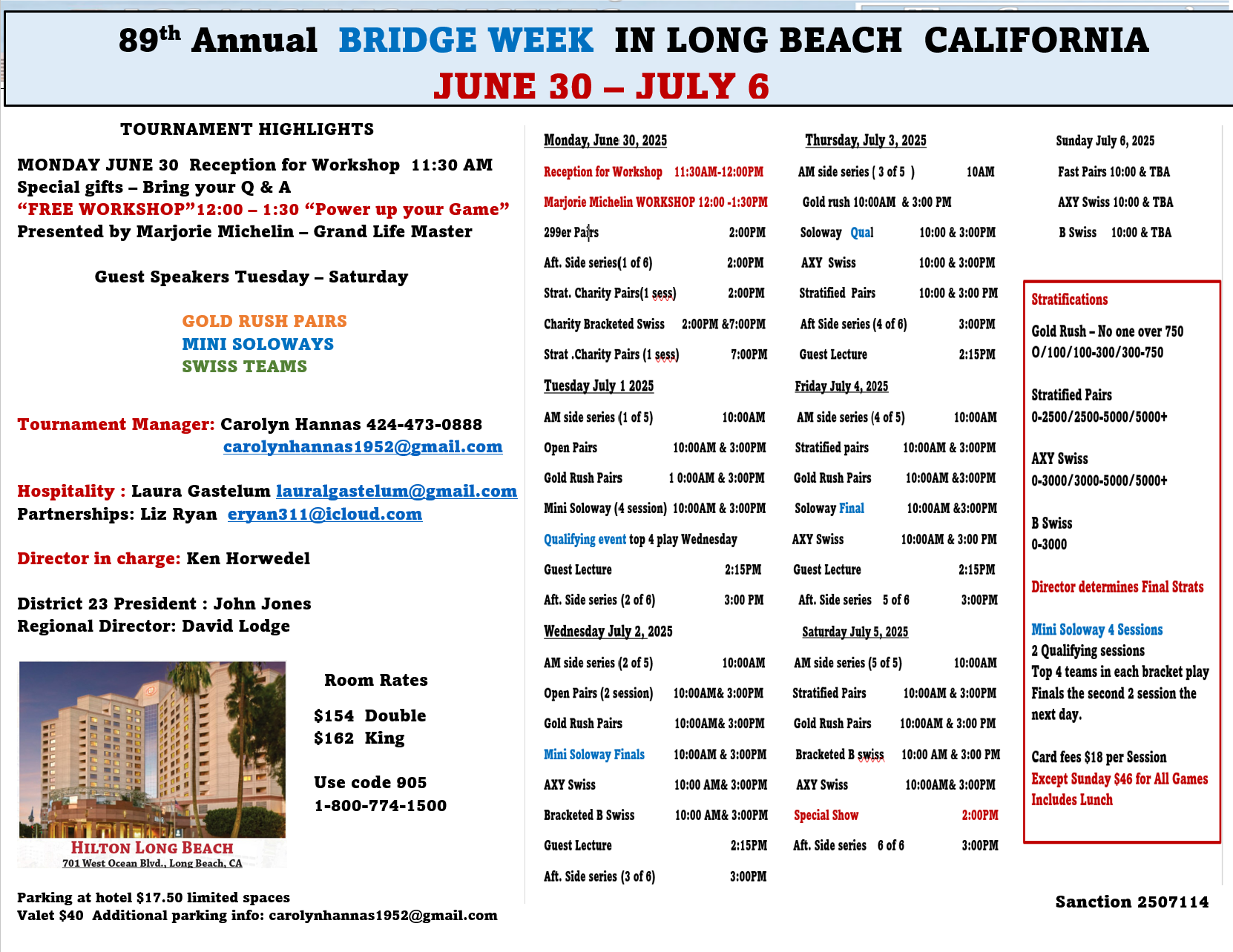 ACBL District 23, Los Angeles County, California, USA