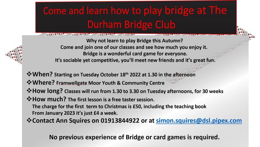 Durham Bridge Club, Durham City, England