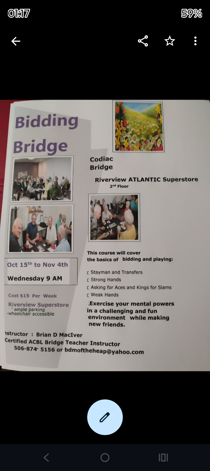 Codiac Bridge Club, Riverview, New Brunswick, Canada